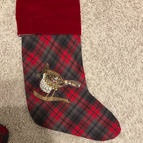Pottery Barn | Other | Pottery Barn Jeweled Cardinal Btrd Plaid ...